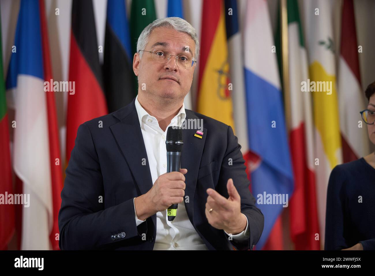 Bucharest, Romania. 22nd Mar, 2024: Dragos Pislaru, Romanian MEP and co ...