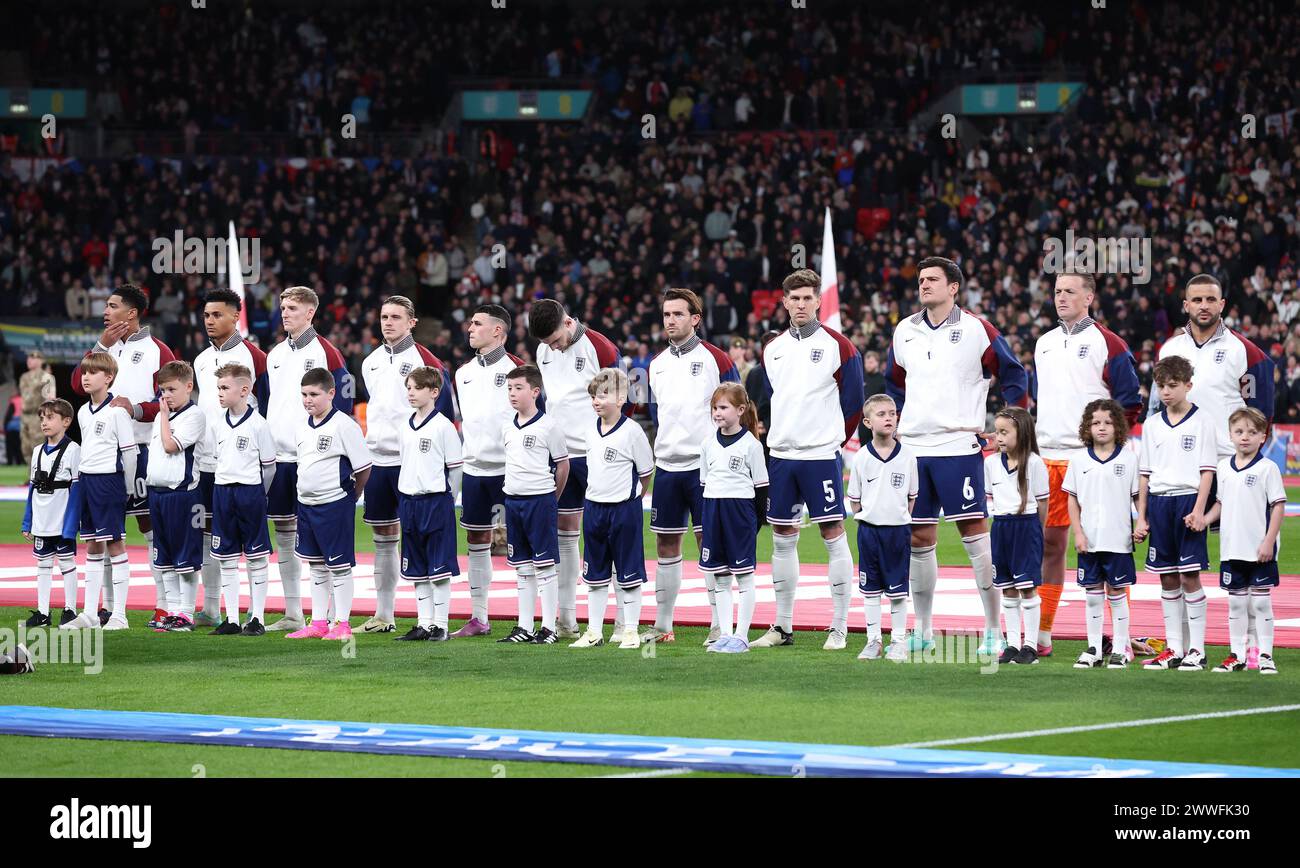 London, UK. 24th Mar, 2024. The starting players of England line up ...