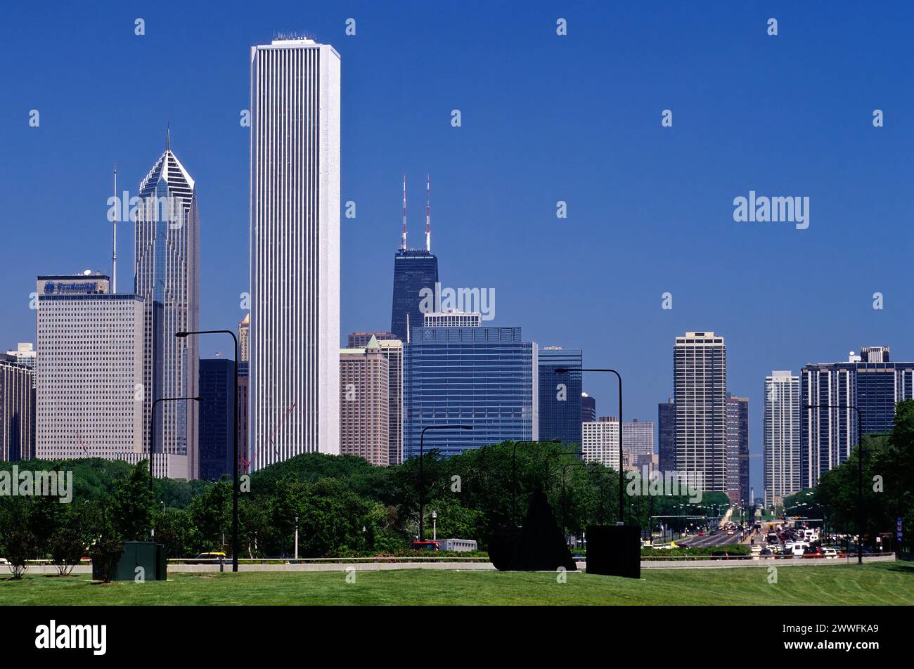 Skyscrapers and Lake Shore Drive, Chicago, Illinois, USA. Prudential ...