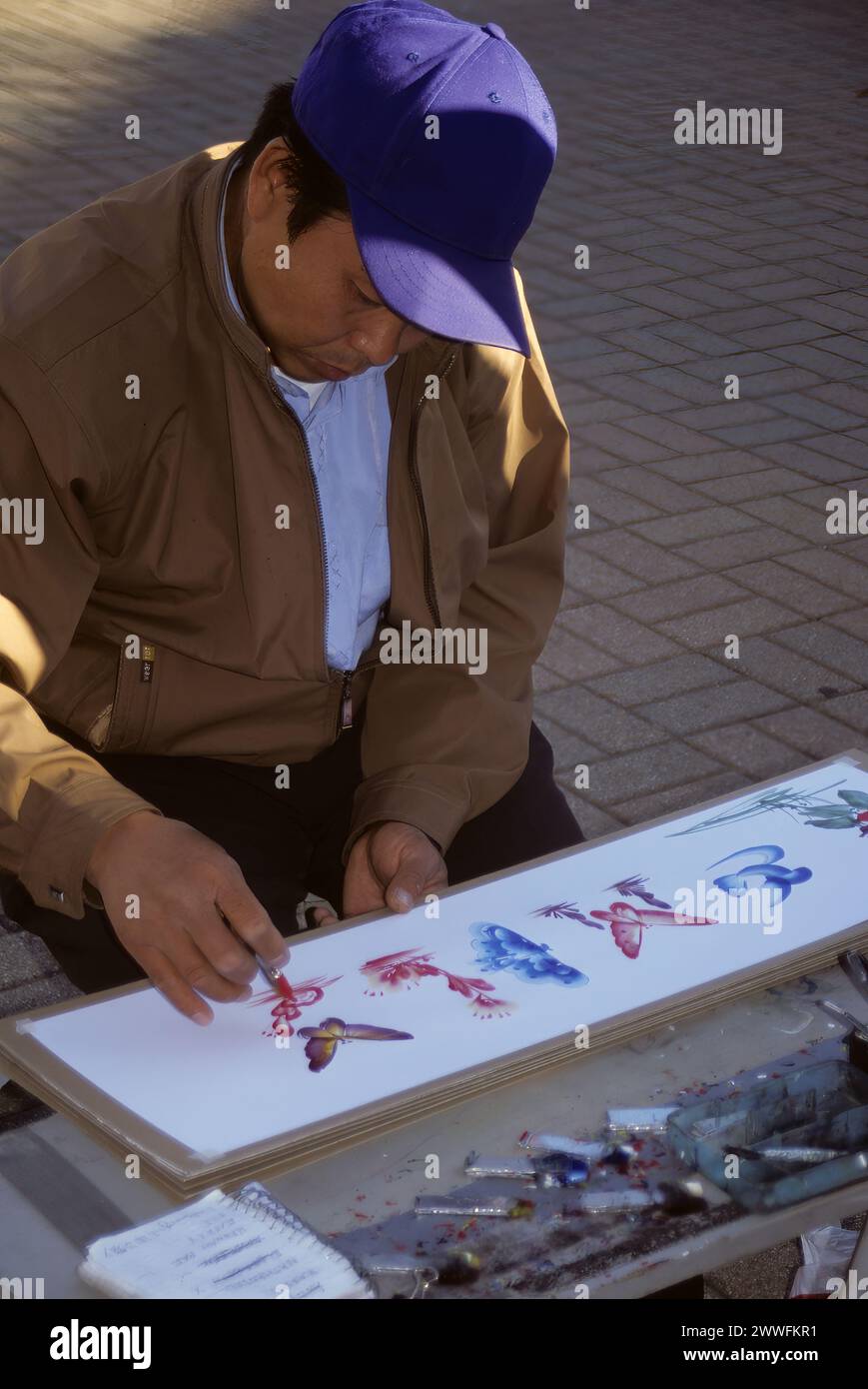 Chicago, Illinois, U.S.A. - Chinatown Square Artist at Work Stock Photo ...