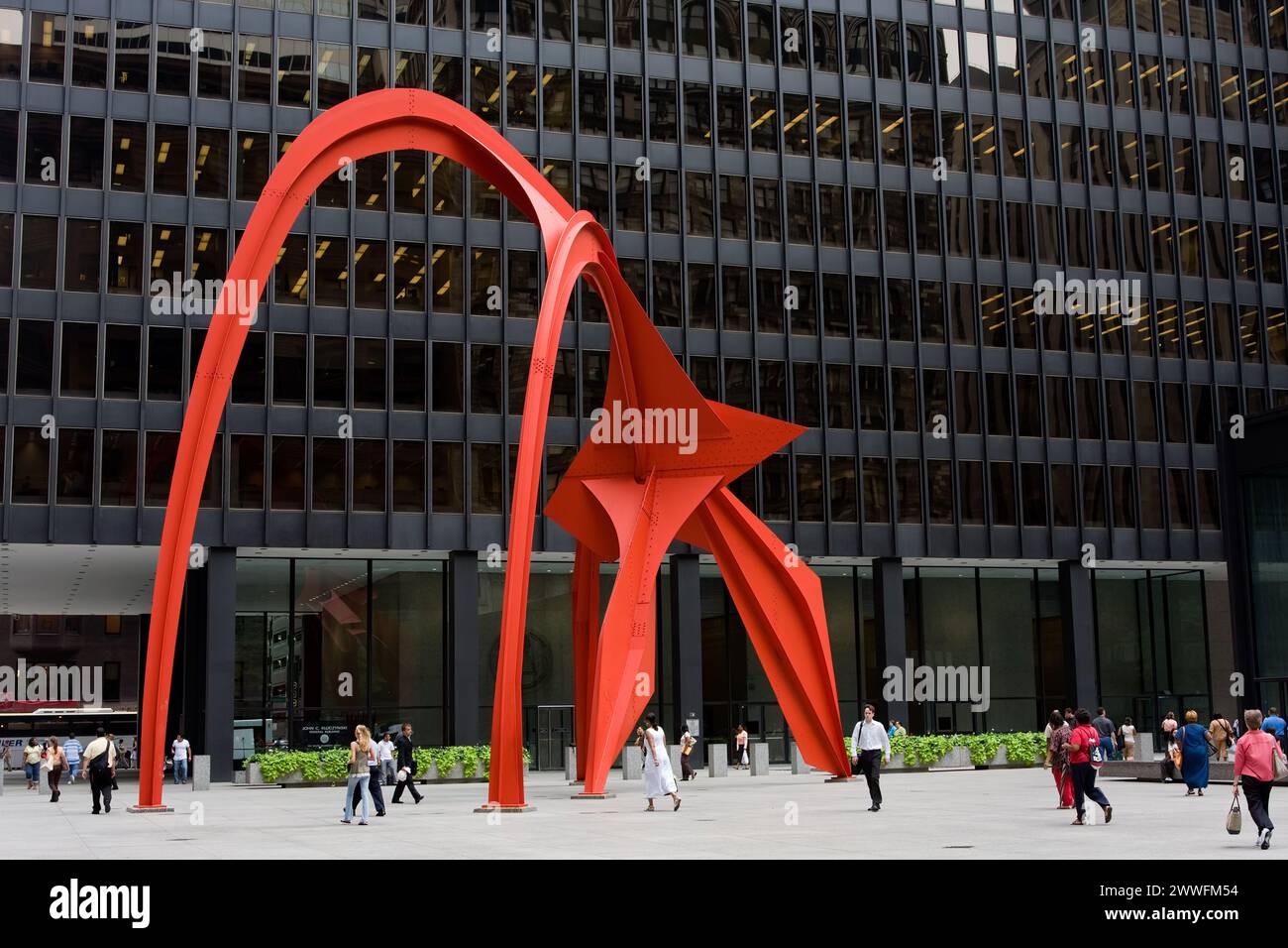 Chicago, Illinois, Federal Plaza. Flamingo, by Alexander Calder Stock ...