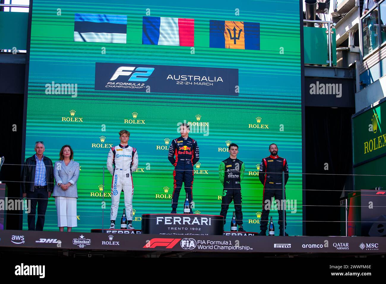 Melbourne, Australie. 24th Mar, 2024. Podium, ARON Paul (est), Hitech ...