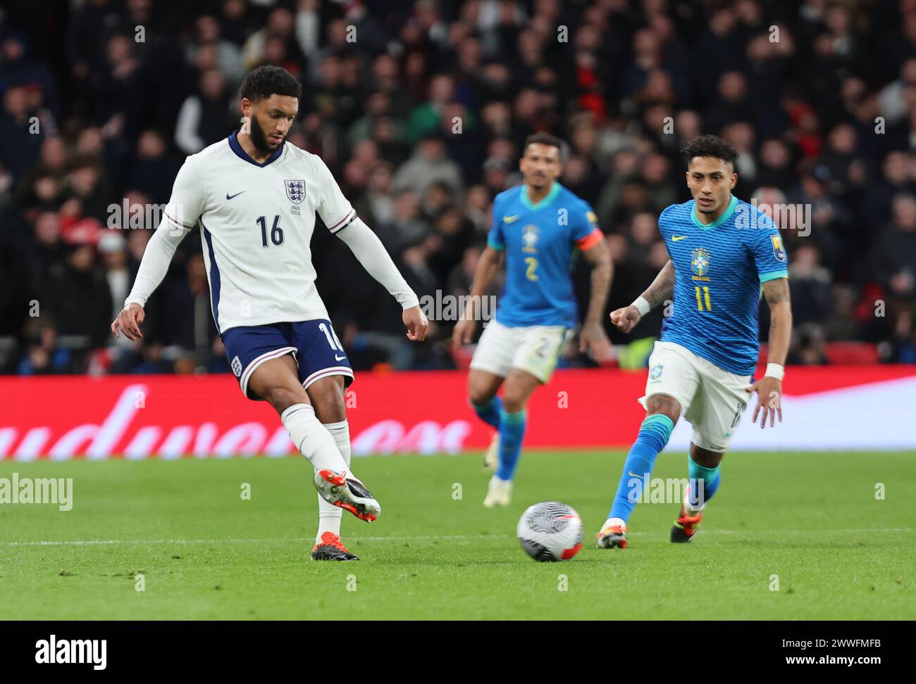 London, UK. 23rd Mar, 2024. Joe Gomez(Liverpool)of England in action ...