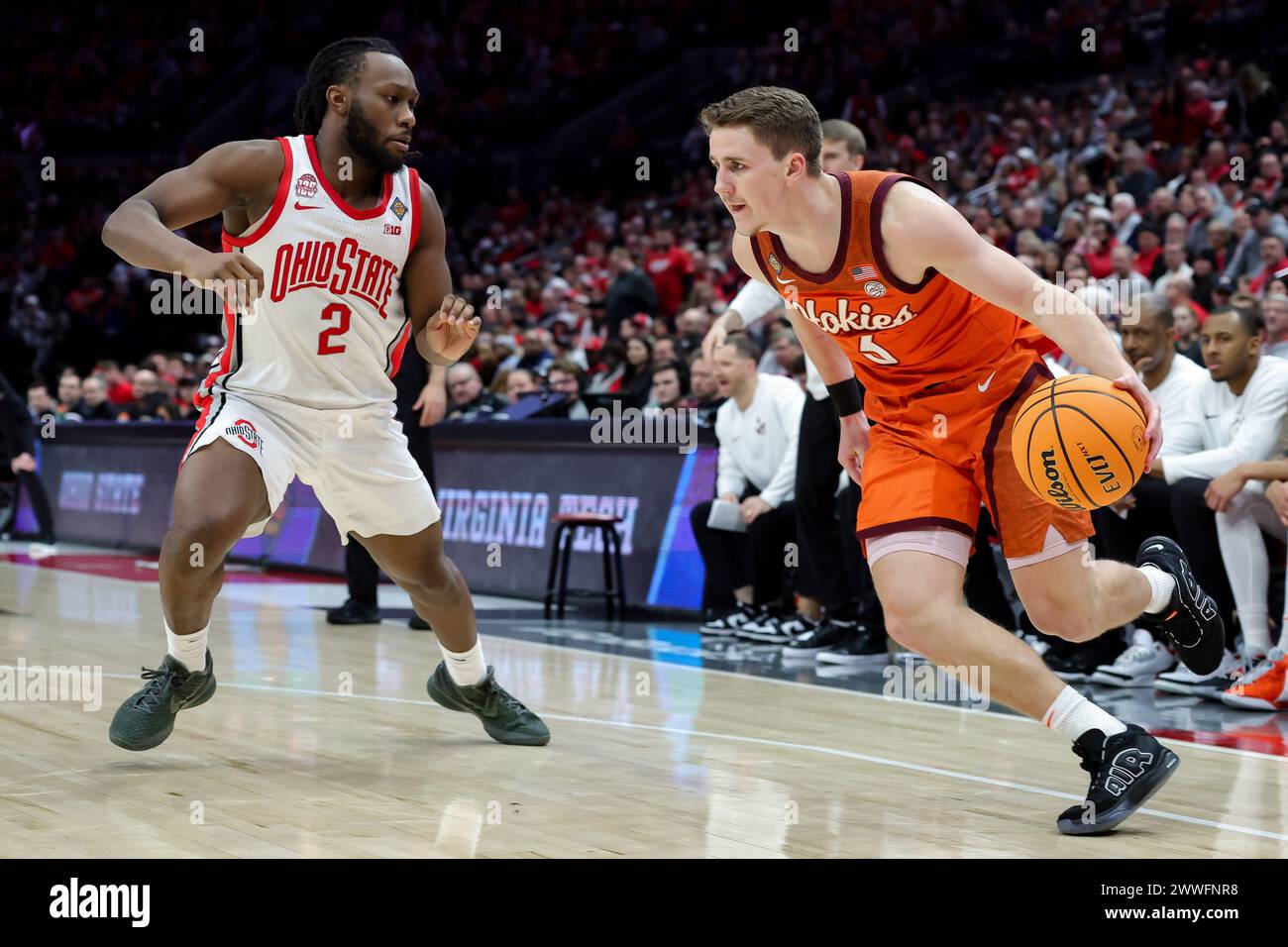 Columbus, Ohio, USA. 23rd Mar, 2024. Virginia Tech Hokies guard Sean ...