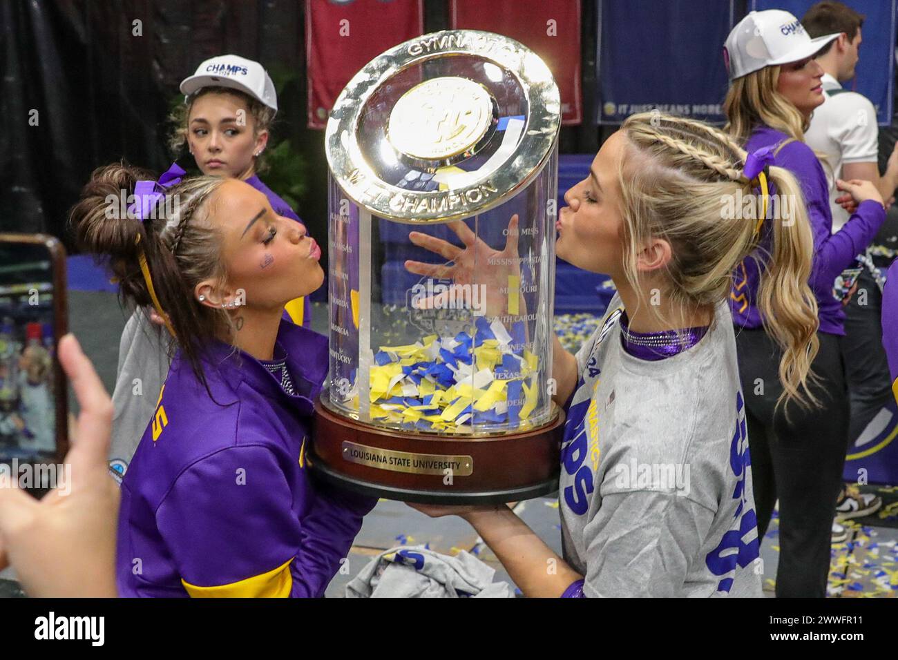 New Orleans, LA, USA. 23rd Mar, 2024. LSU's Olivia Dunne and KJ Johnson ...