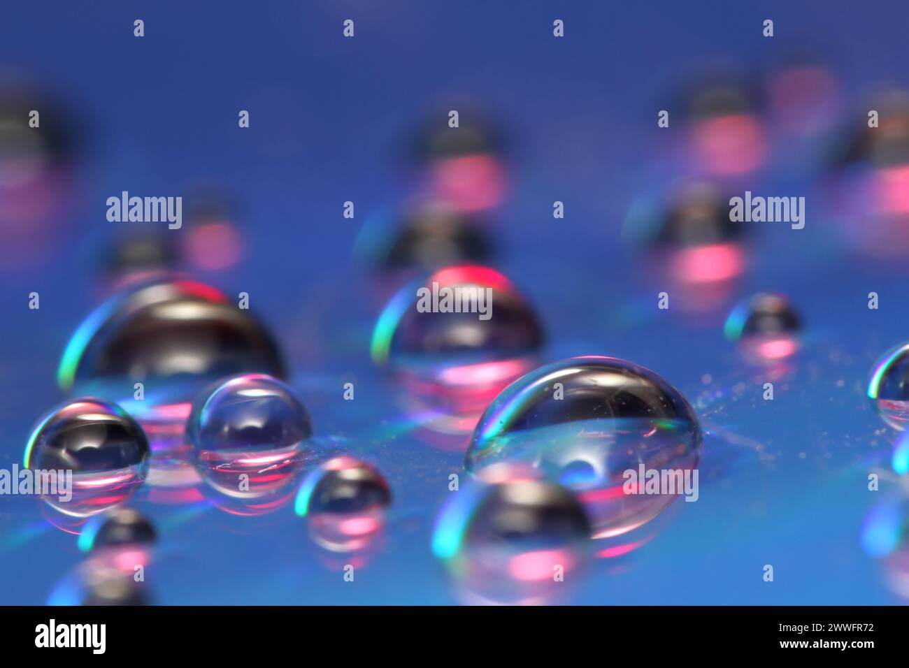 Abstract Background Texture Bokeh of Water Droplets on Shiny Refection Surface. Suitable for ...
