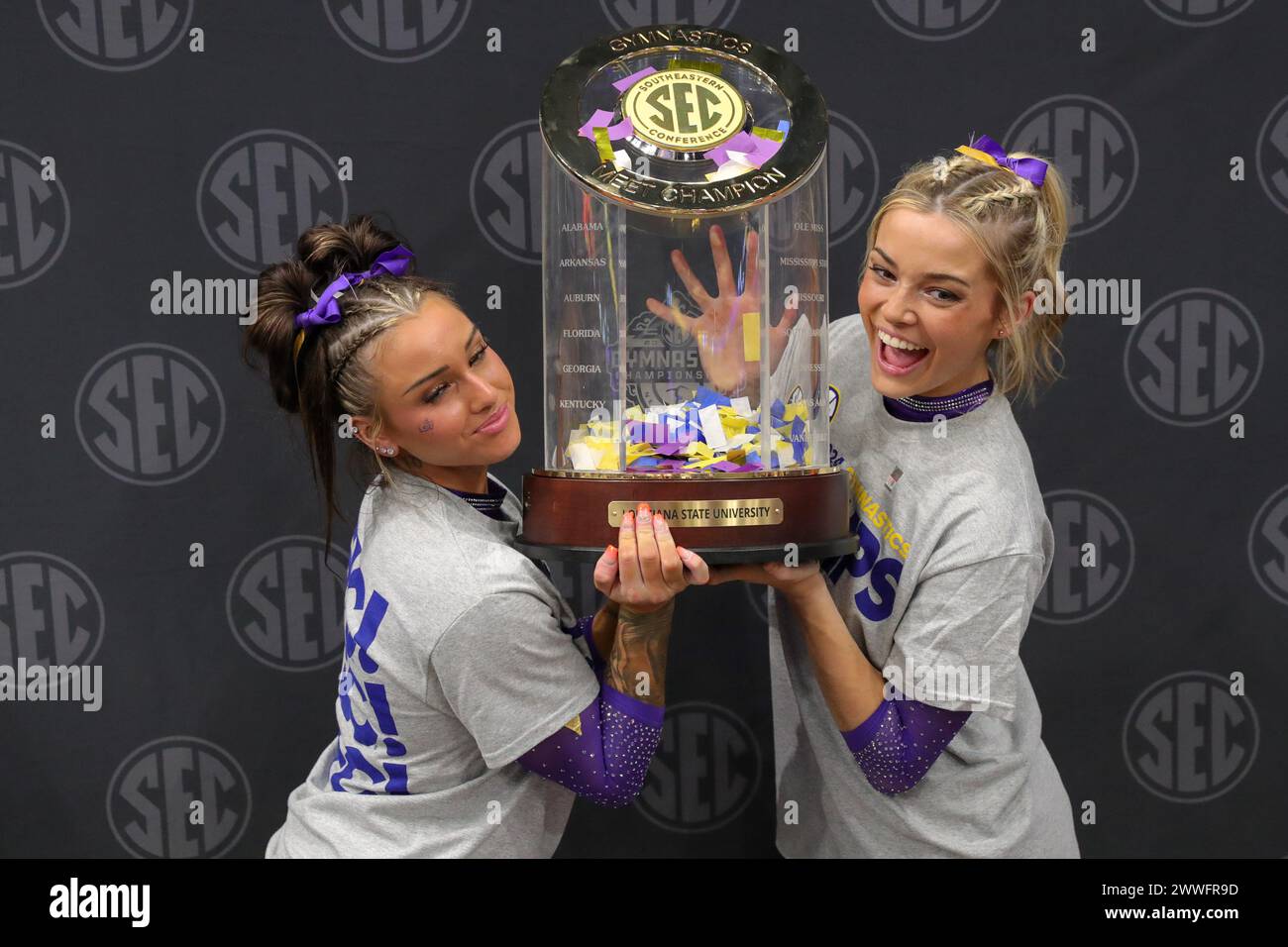 New Orleans, LA, USA. 23rd Mar, 2024. LSU's KJ Johnson and Olivia Dunne ...