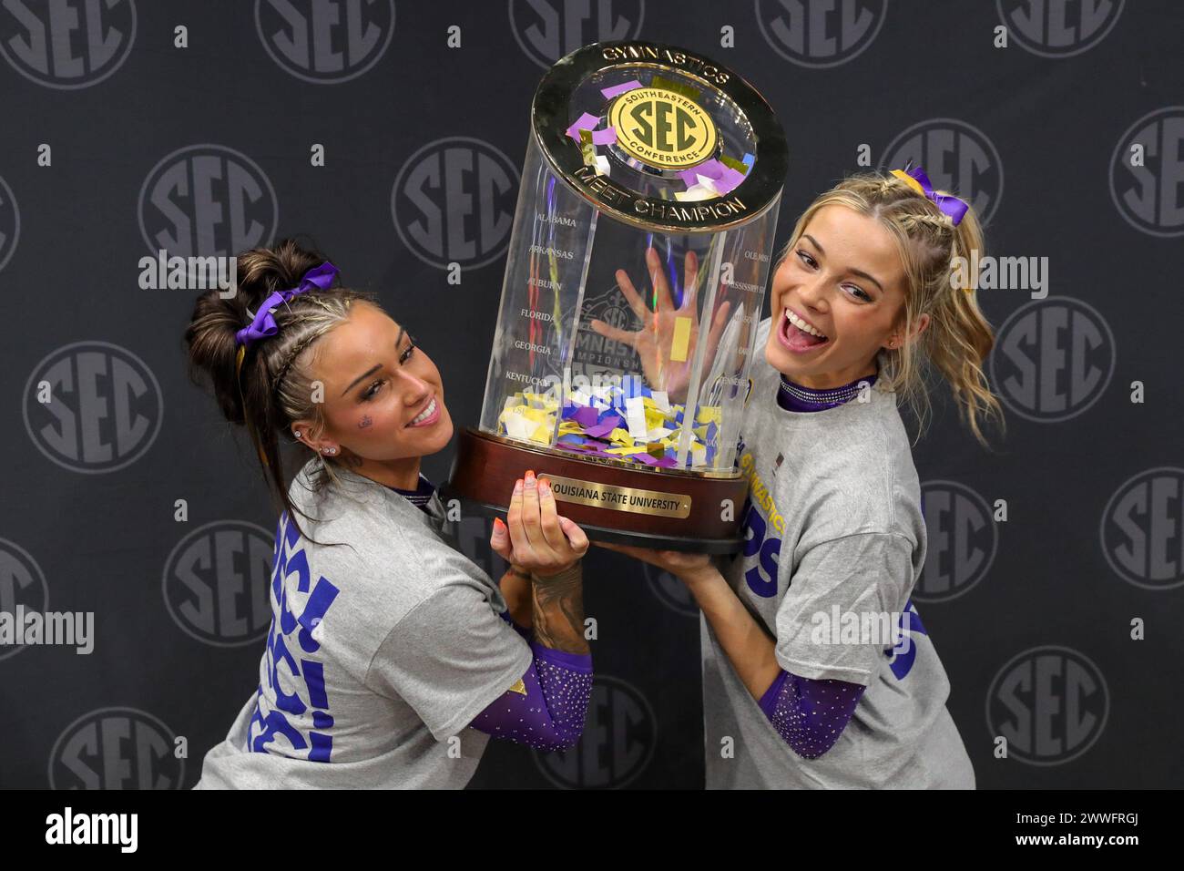 New Orleans, LA, USA. 23rd Mar, 2024. LSU's KJ Johnson and Olivia Dunne ...