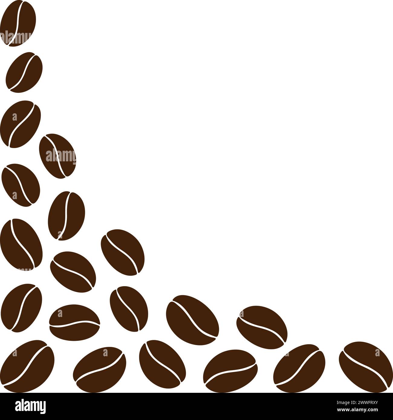 Abstract corner frame border of coffee beans in trendy brown. Greetings ...