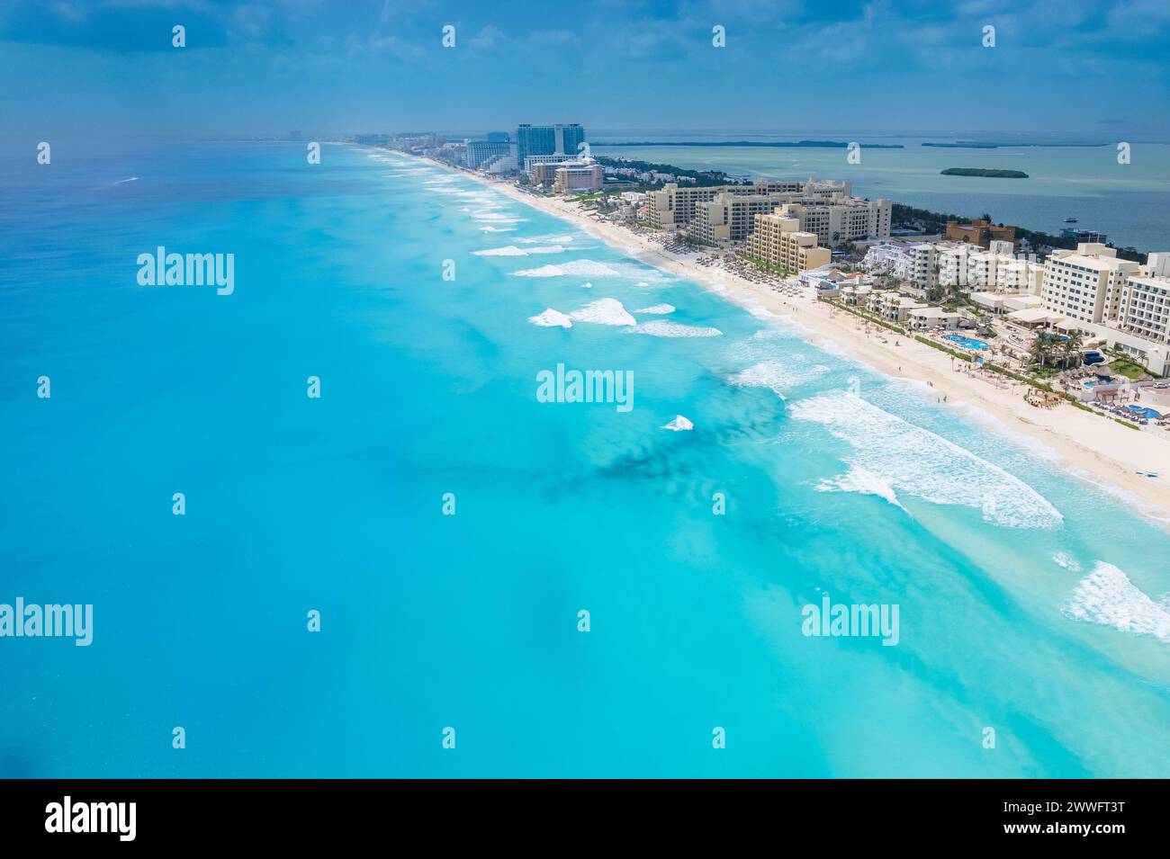 Drone view of Cancun Hotel Zone, Mexico Stock Photo - Alamy