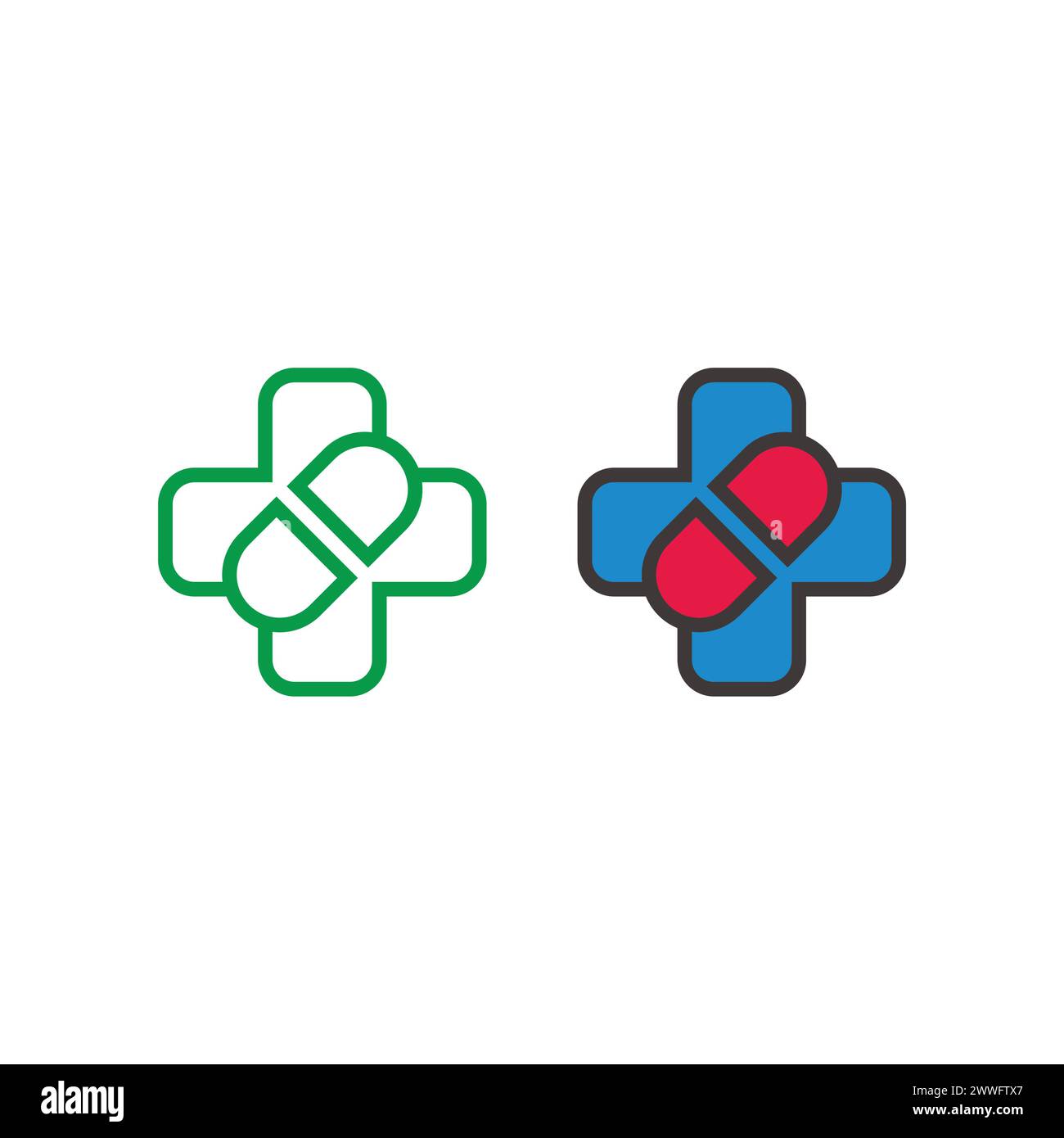 plus medical outline drug icon set logo vector Stock Vector Image & Art ...