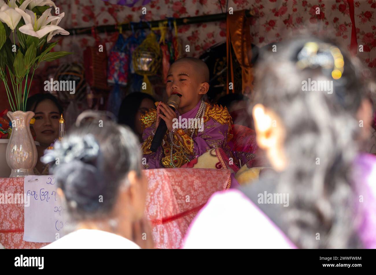 Chiang Mai, Thailand. 23rd Mar, 2024. A young ethnic Shan boy seen ...