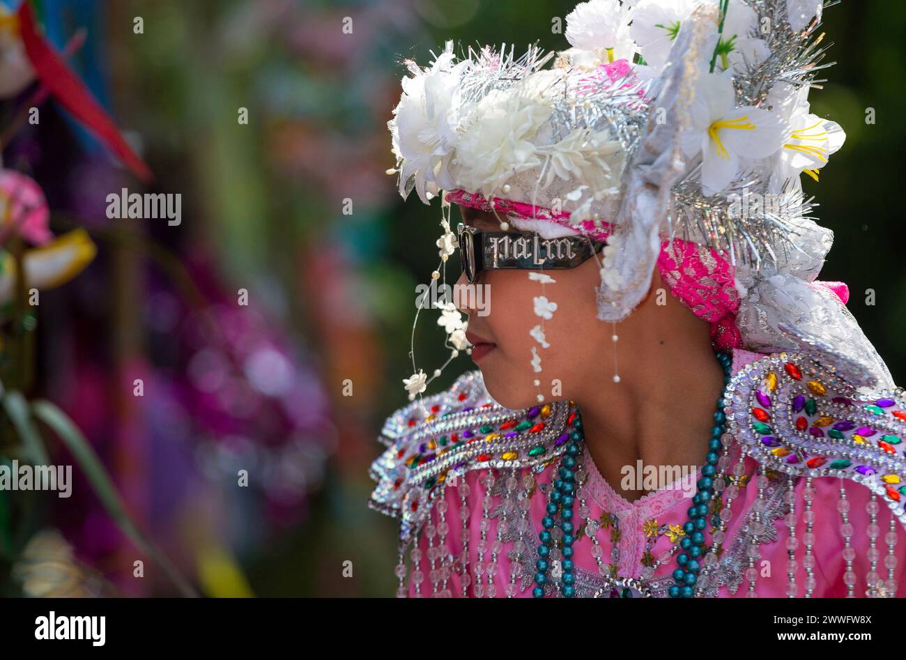 Chiang Mai, Thailand. 23rd Mar, 2024. A young ethnic Shan boy dressed ...