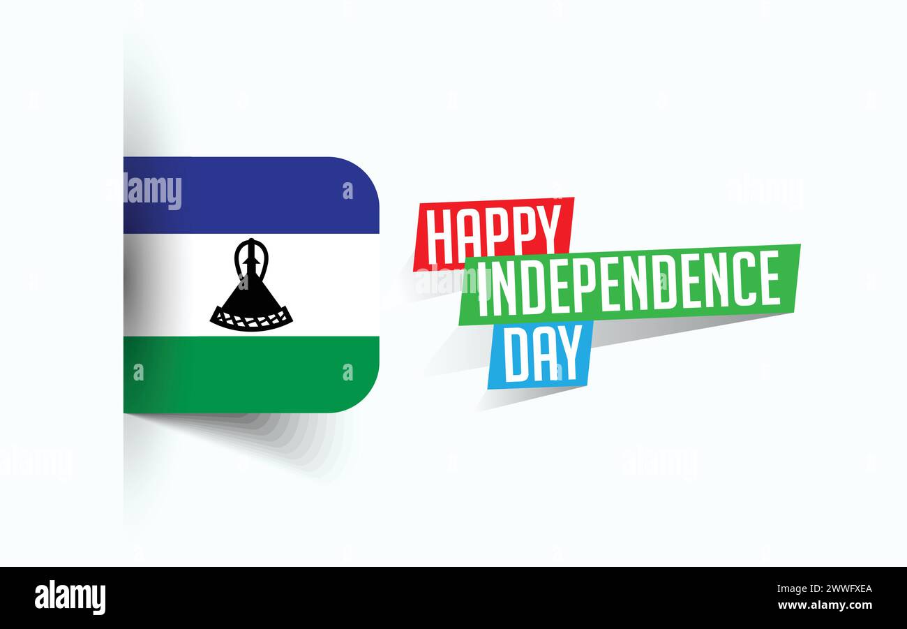Happy Independence Day of Lesotho Vector illustration, national day ...