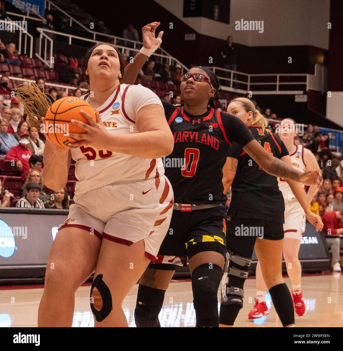 Palo Alto, CA, USA. 22nd Mar, 2024. A. Iowa State center Audi Crooks ...