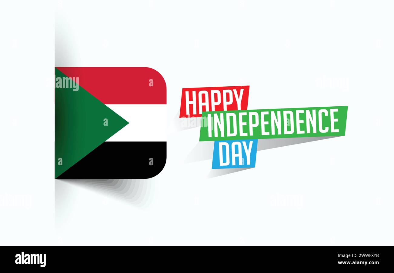 Happy Independence Day of Sudan Vector illustration, national day ...