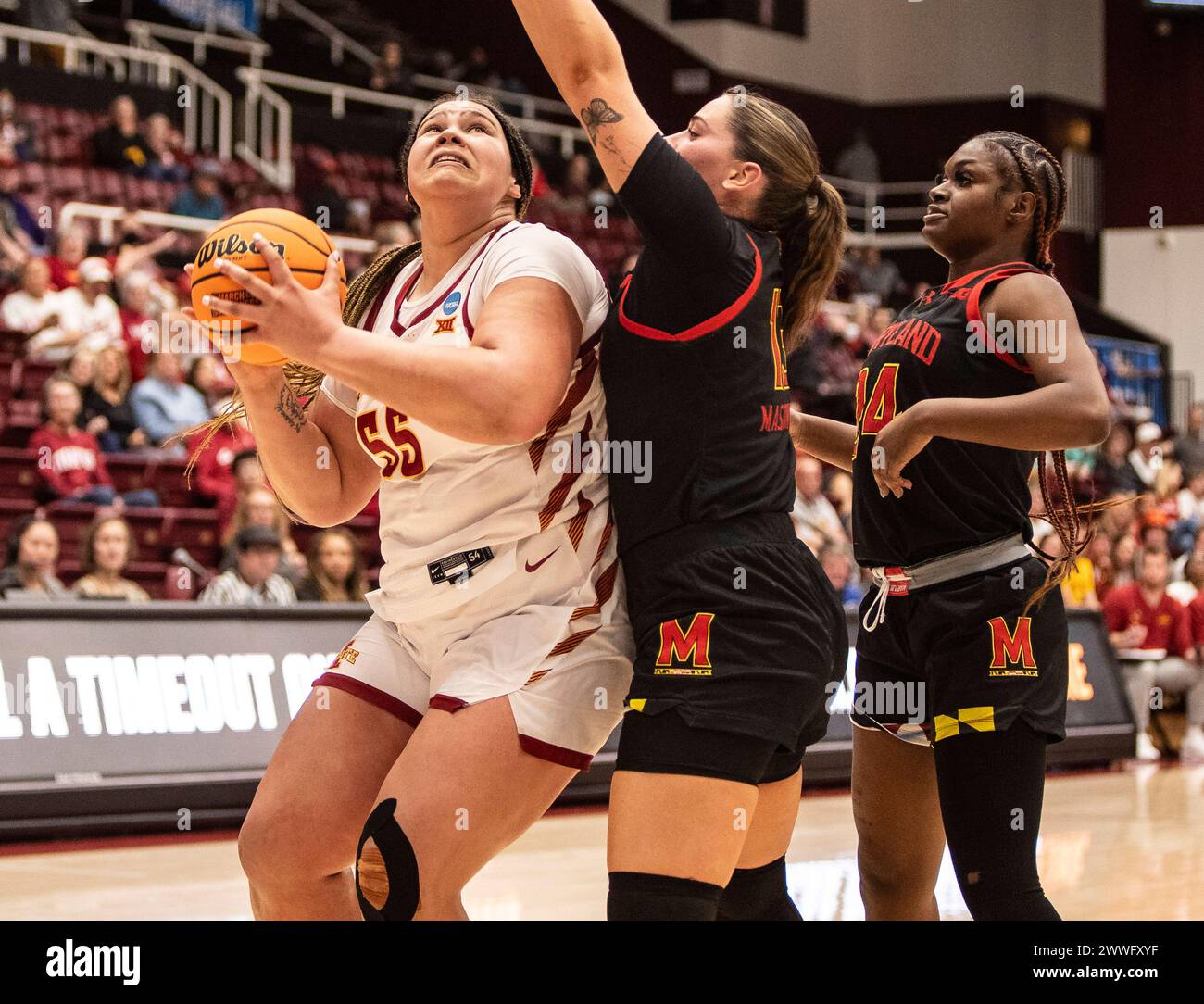 Palo Alto, CA, USA. 22nd Mar, 2024. A. Iowa State center Audi Crooks ...