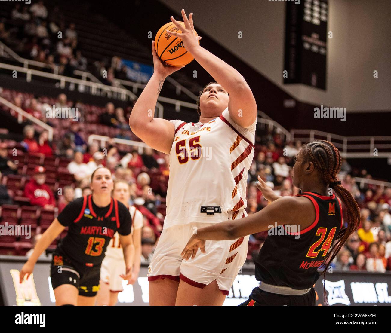 Palo Alto, CA, USA. 22nd Mar, 2024. A. Iowa State center Audi Crooks ...