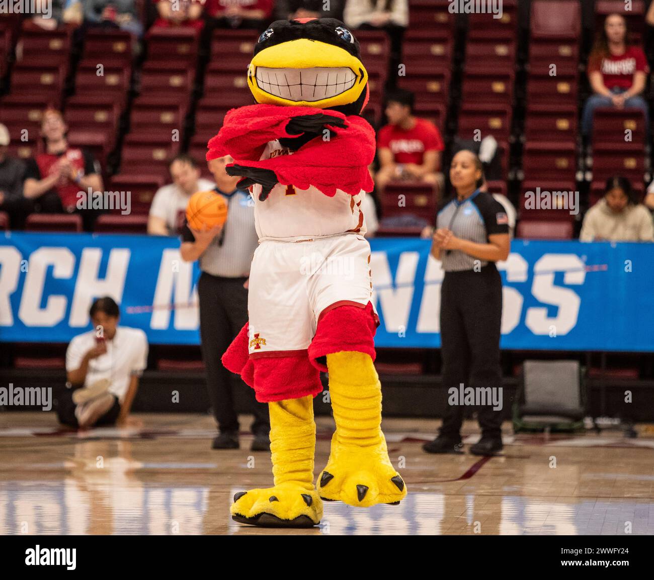 Palo Alto, CA, USA. 22nd Mar, 2024. A. Iowa State mascot on thee court ...