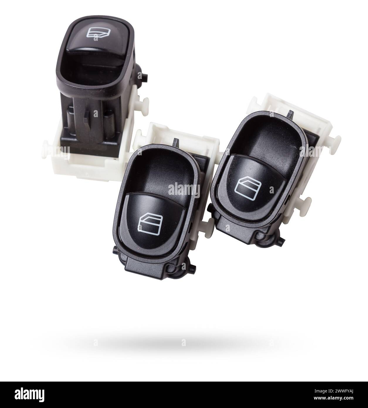 Power window button on white isolated background. Window lifter key ...