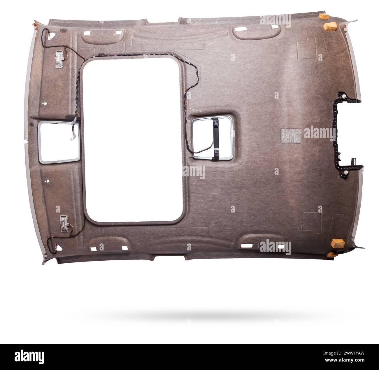 Finishing the gray ceiling roof from a car removed and disassembled for ...