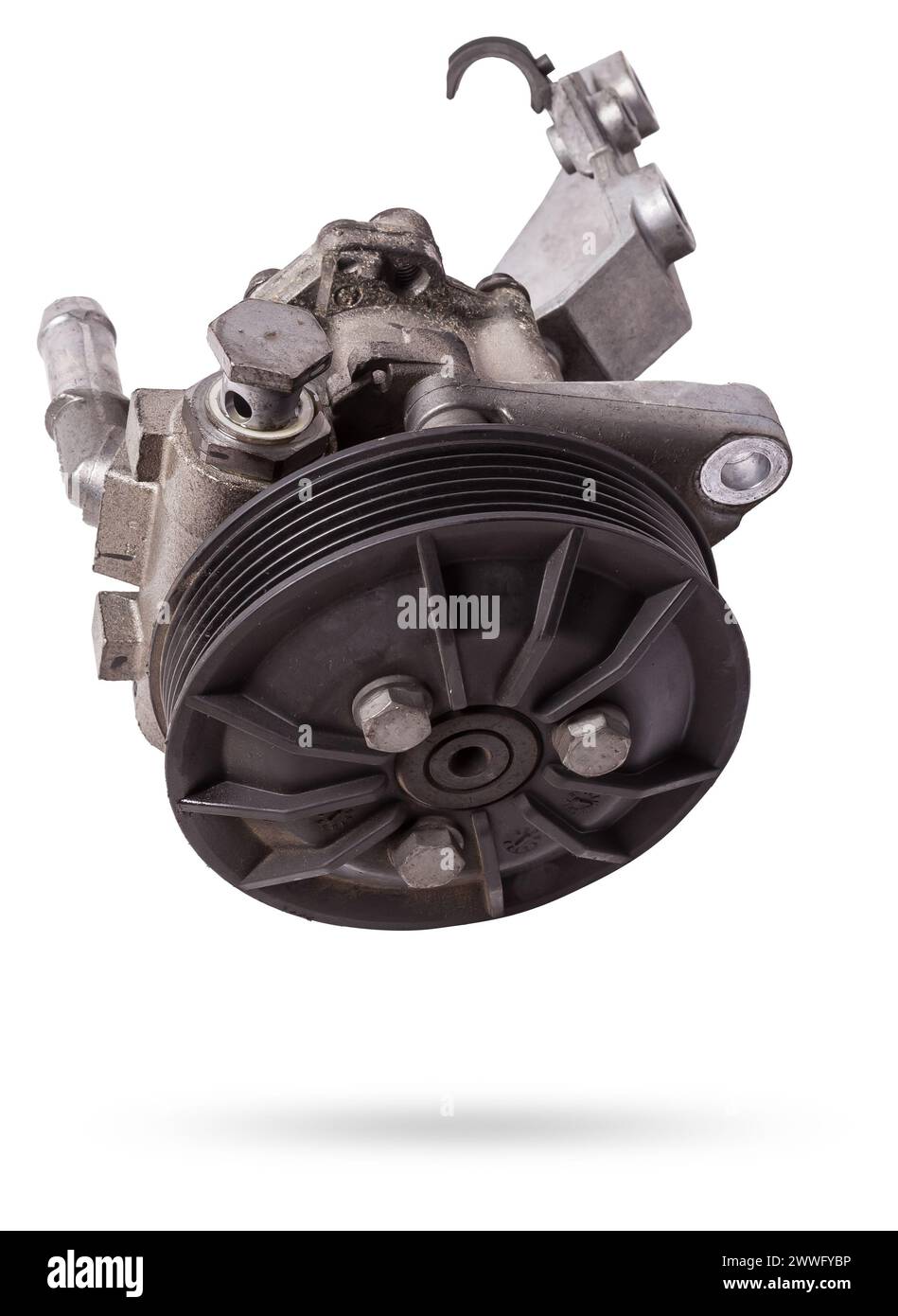 Vane pump or hydraulic power steering pump on a white background engine ...