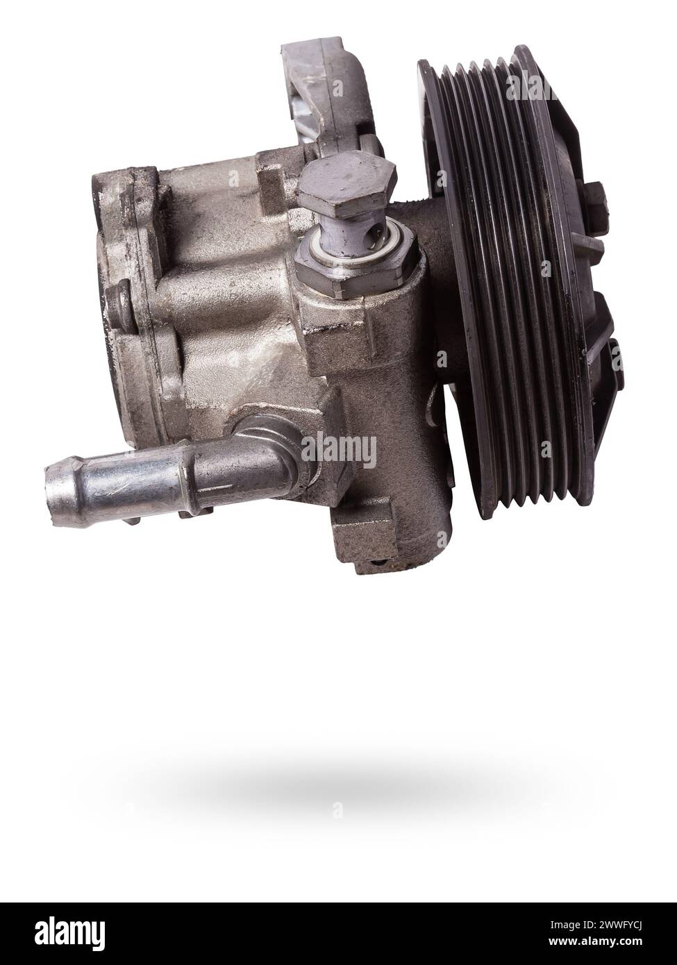 Vane pump or hydraulic power steering pump on a white background engine ...