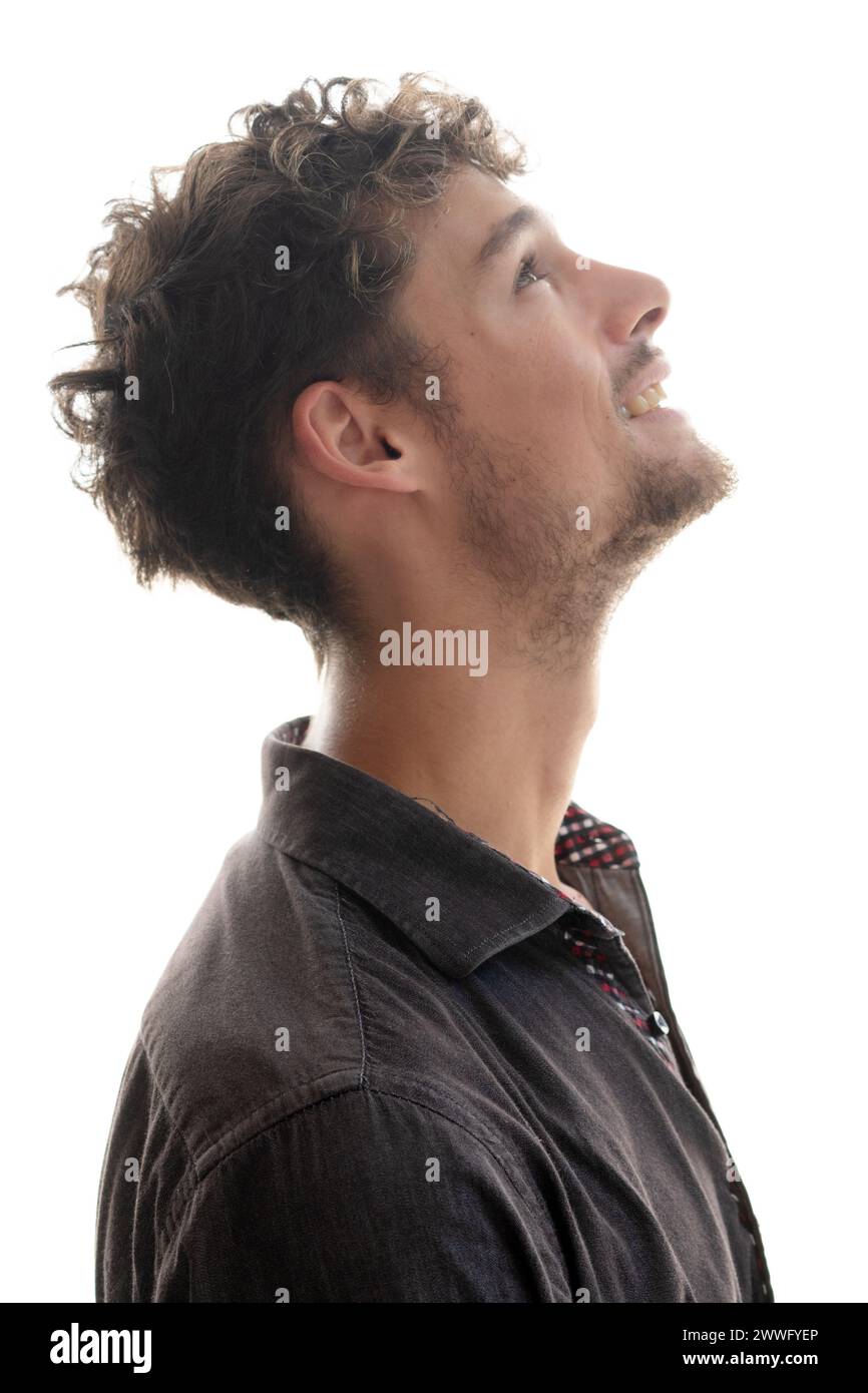 A profile portrait capturing a man gazing upward Stock Photo - Alamy