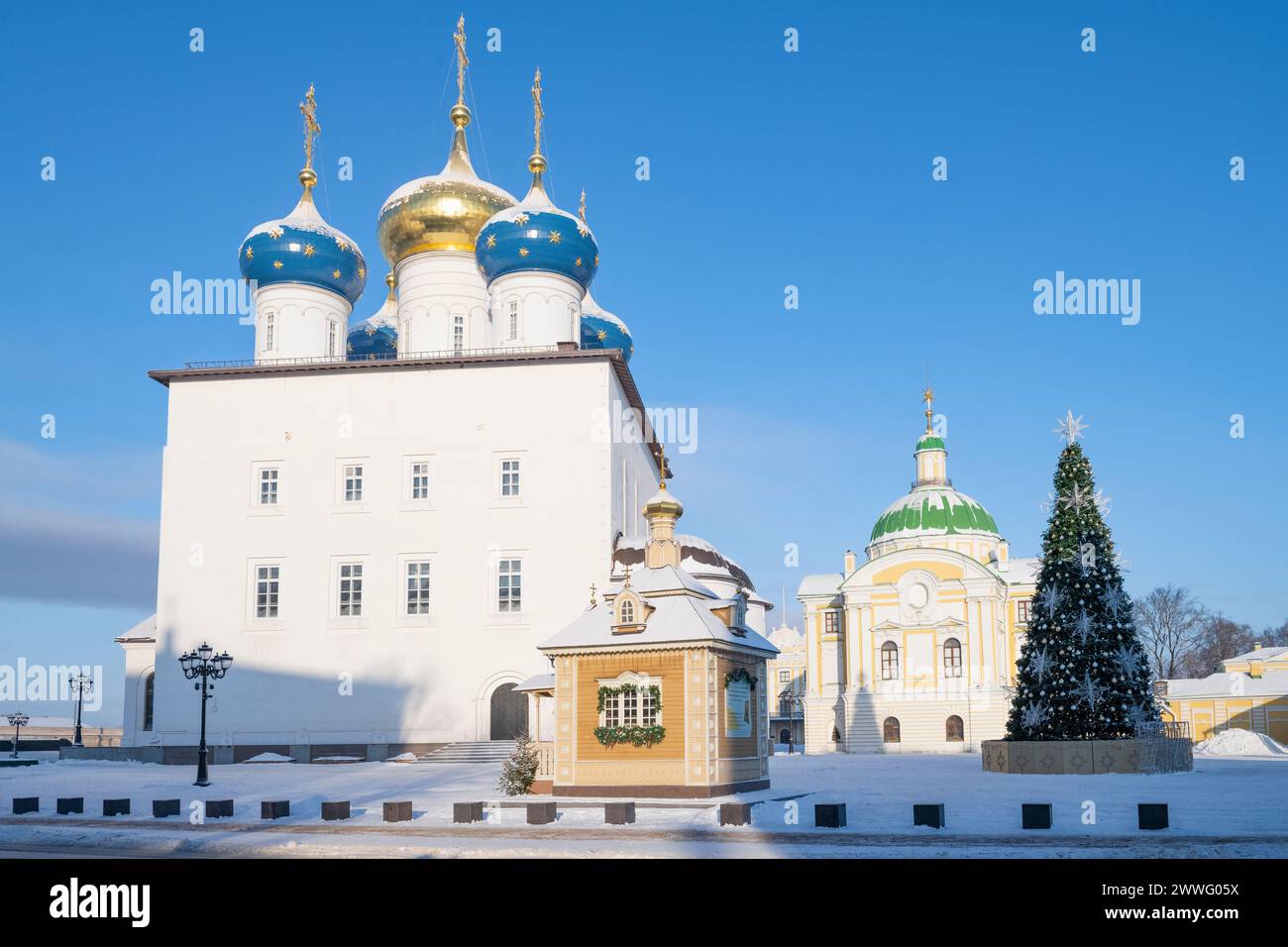TVER, RUSSIA - JANUARY 07, 2024: Restored Spaso-Preobrazhensky Cathedral on a frosty January day ...