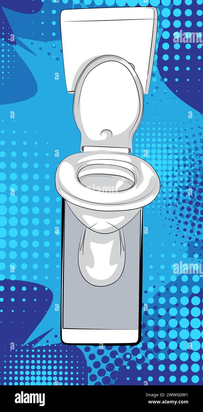 Cartoon Smartphone, comic book Telephone with Toilet. Retro vector ...