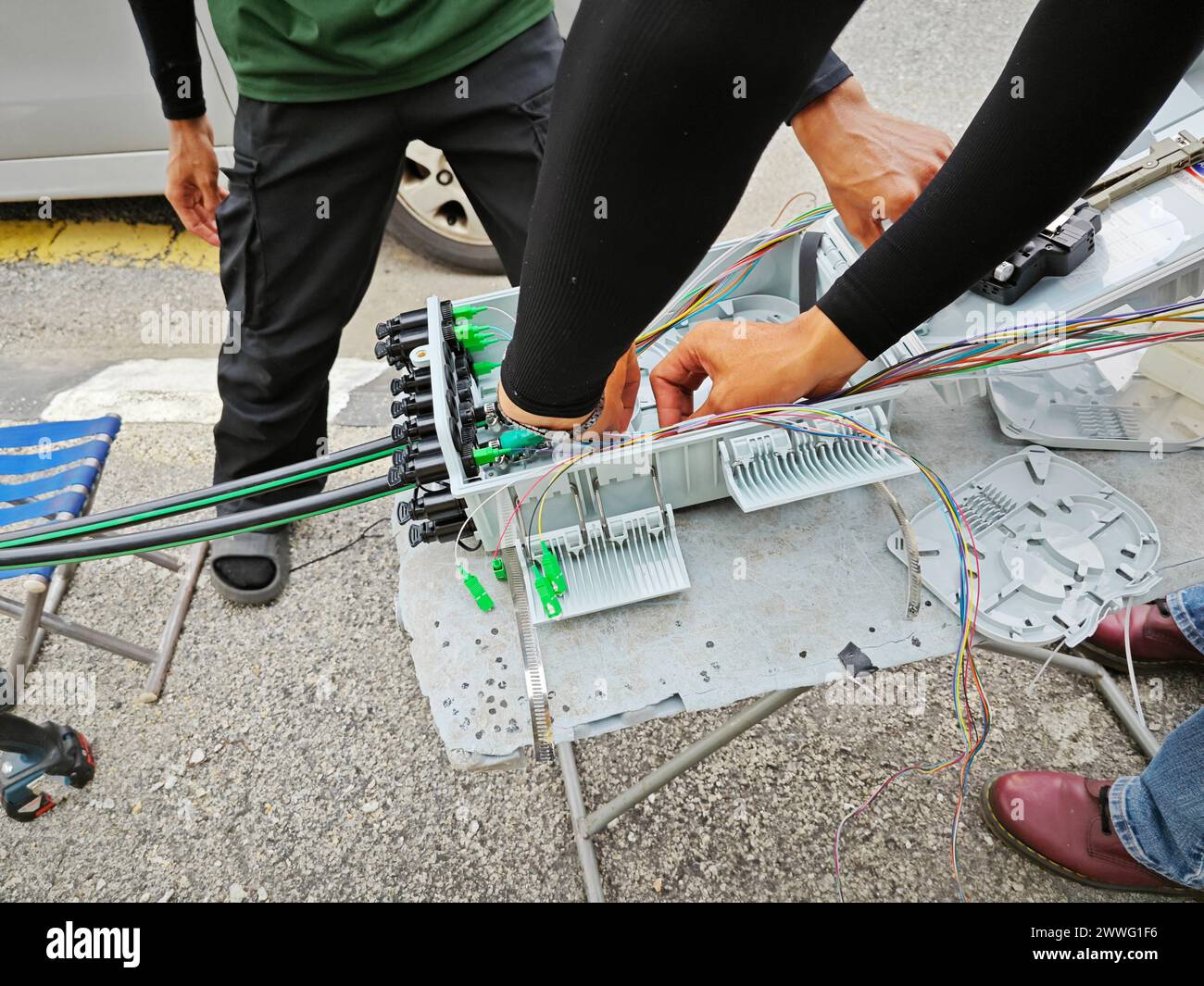 Scene of the Unifi USW Flex utility Box outdoor by the street pole ...