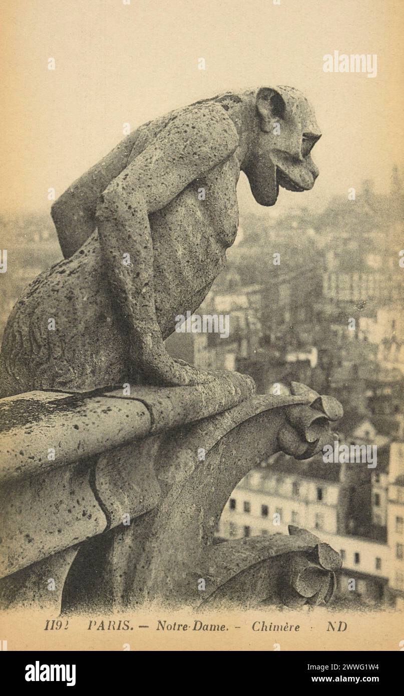 Black and white photographs of the grotesque Chimera statues on the ...