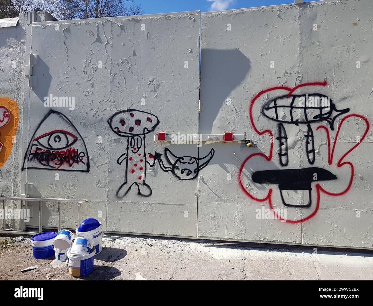 Stockholm, Snosatra, Sweden, May 08 2021. Graffiti exhibition on the ...