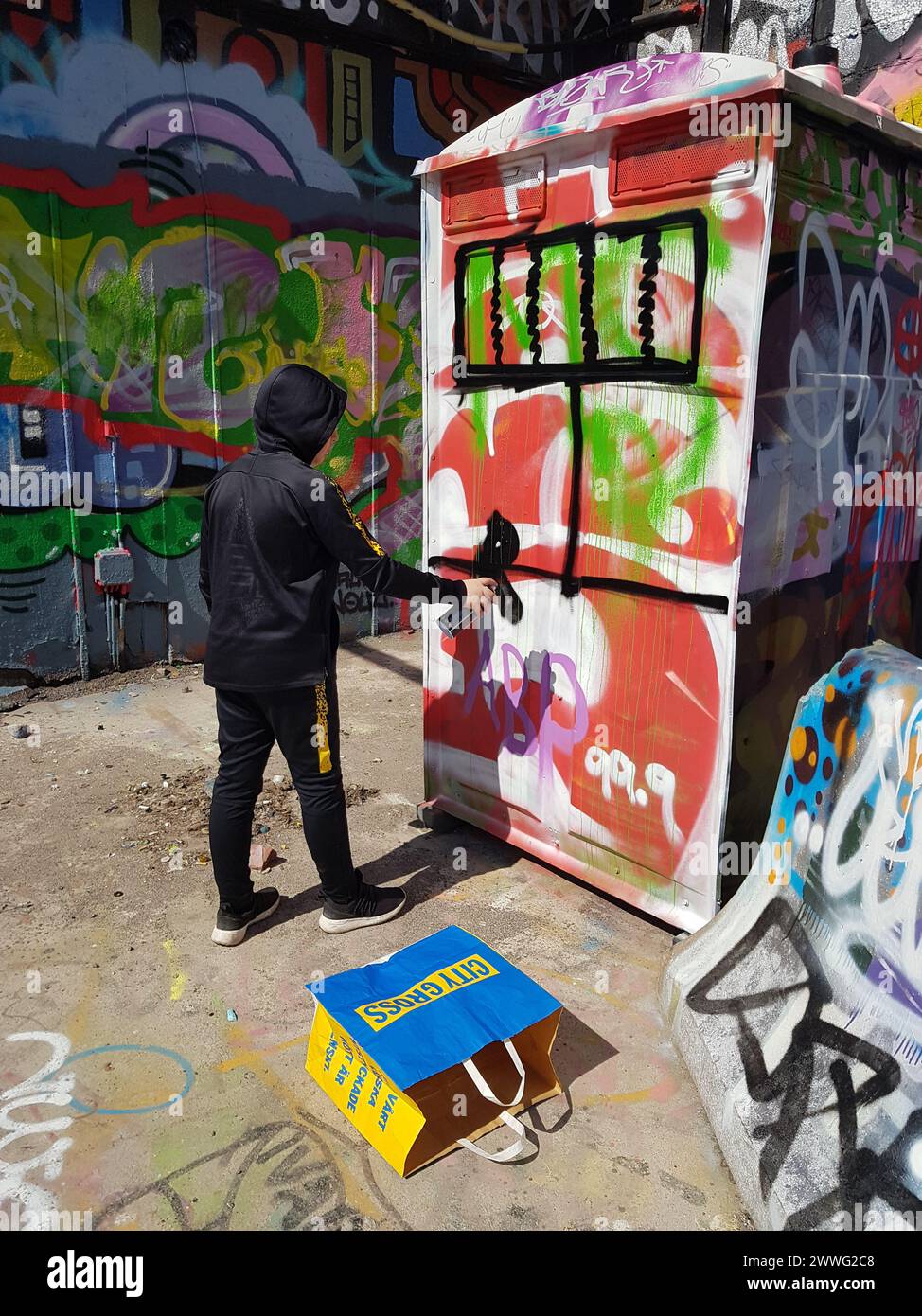 Stockholm, Snosatra, Sweden, May 08 2021. Graffiti exhibition on the ...