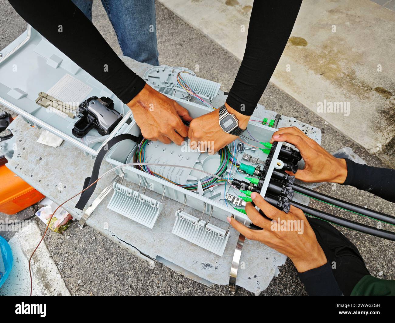 Scene of the Unifi USW Flex utility Box outdoor by the street pole ...