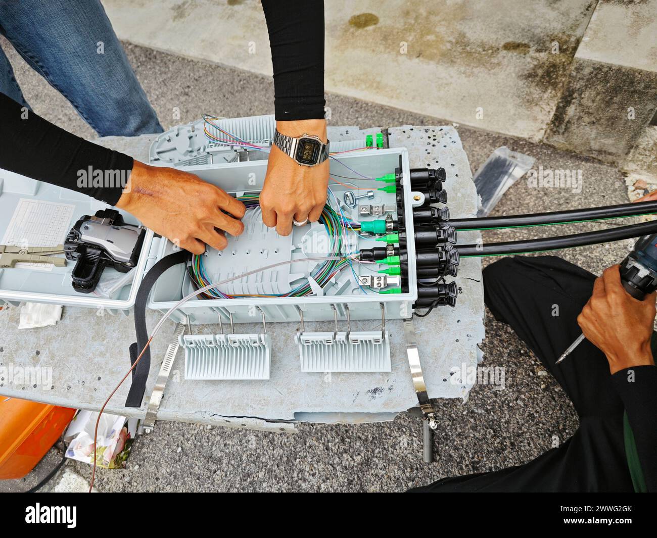 Scene of the Unifi USW Flex utility Box outdoor by the street pole ...