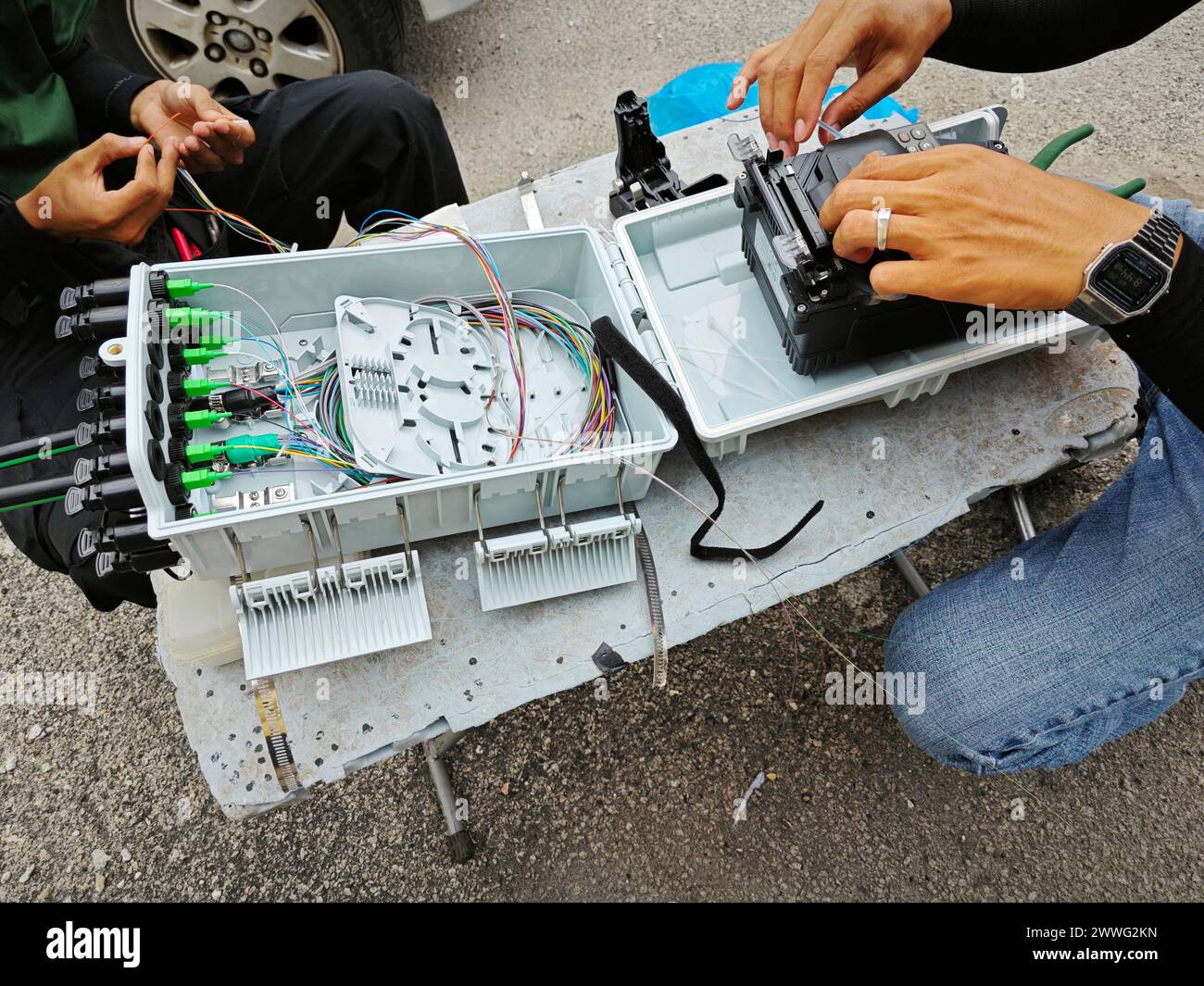 Scene of the Unifi USW Flex utility Box outdoor by the street pole ...