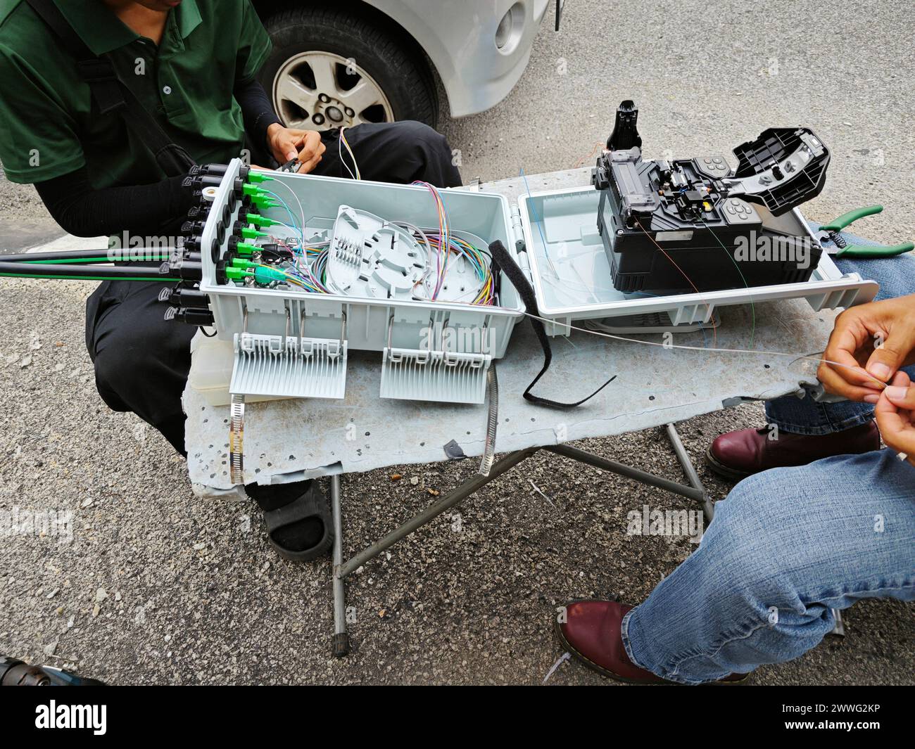 Scene of the Unifi USW Flex utility Box outdoor by the street pole ...