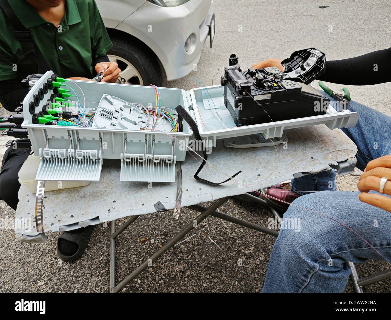 Scene of the Unifi USW Flex utility Box outdoor by the street pole ...