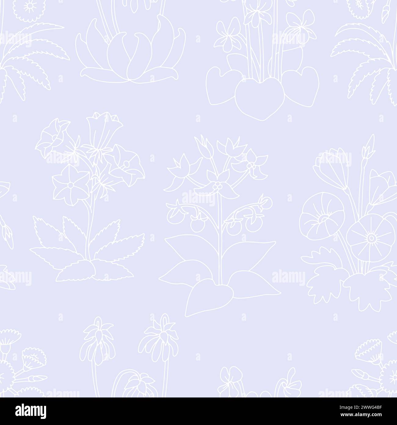 Blue and white seamless pattern with canary islands flowers Stock ...