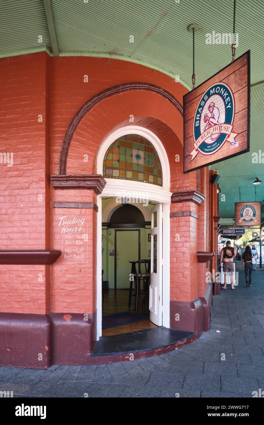 Vertical image of the entrance to The Brass Monkey Hotel in Northbridge ...