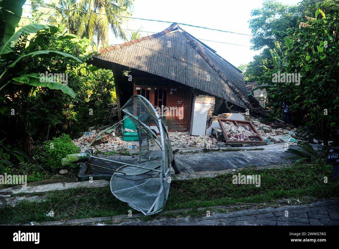 Bawean Island, Indonesia. 24th Mar, 2024. A damaged house is pictured ...