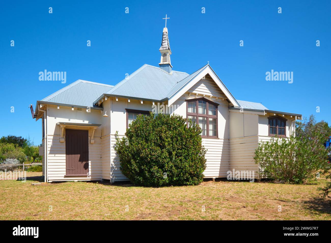 The small timber and asbestos building of St John's Anglican Church in ...