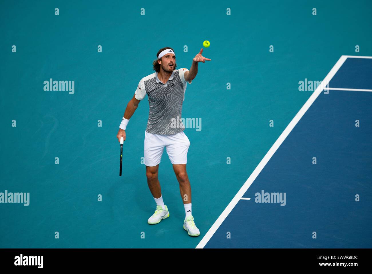 MIAMI GARDENS, FLORIDA - MARCH 23: Stefanos Tsisipas of Greece in ...