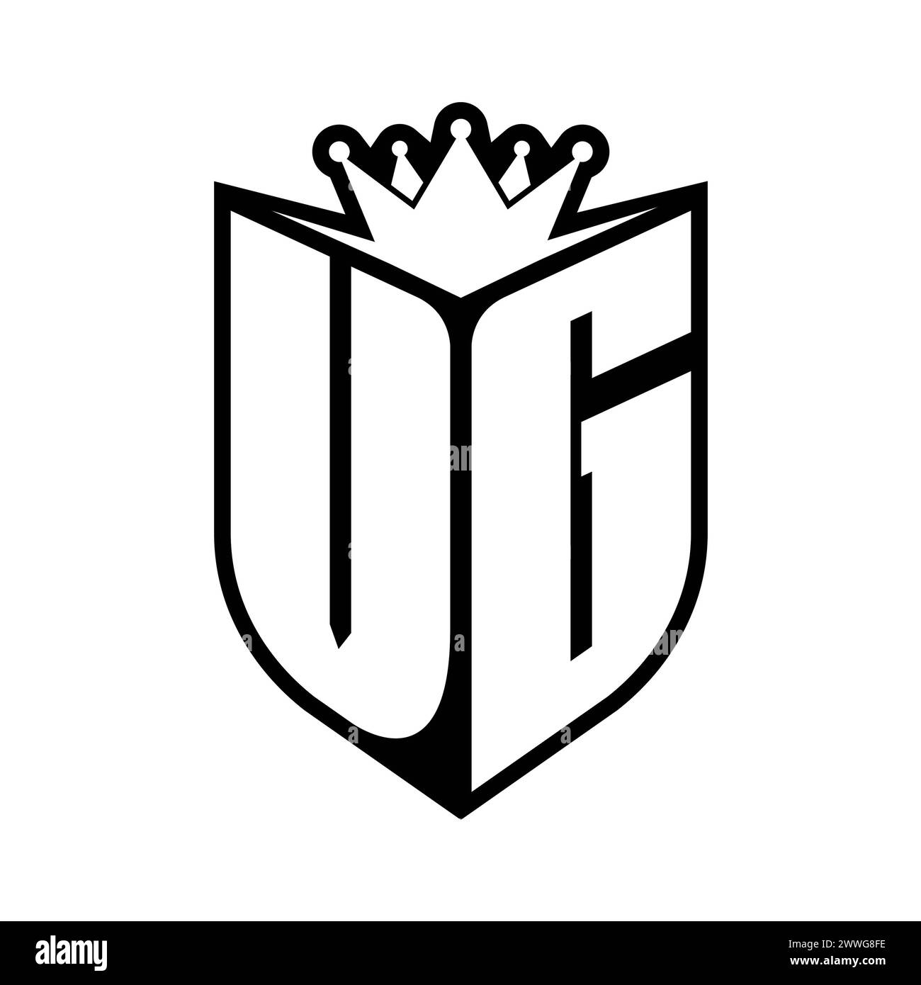 VG Letter bold monogram with shield shape and sharp crown inside shield ...
