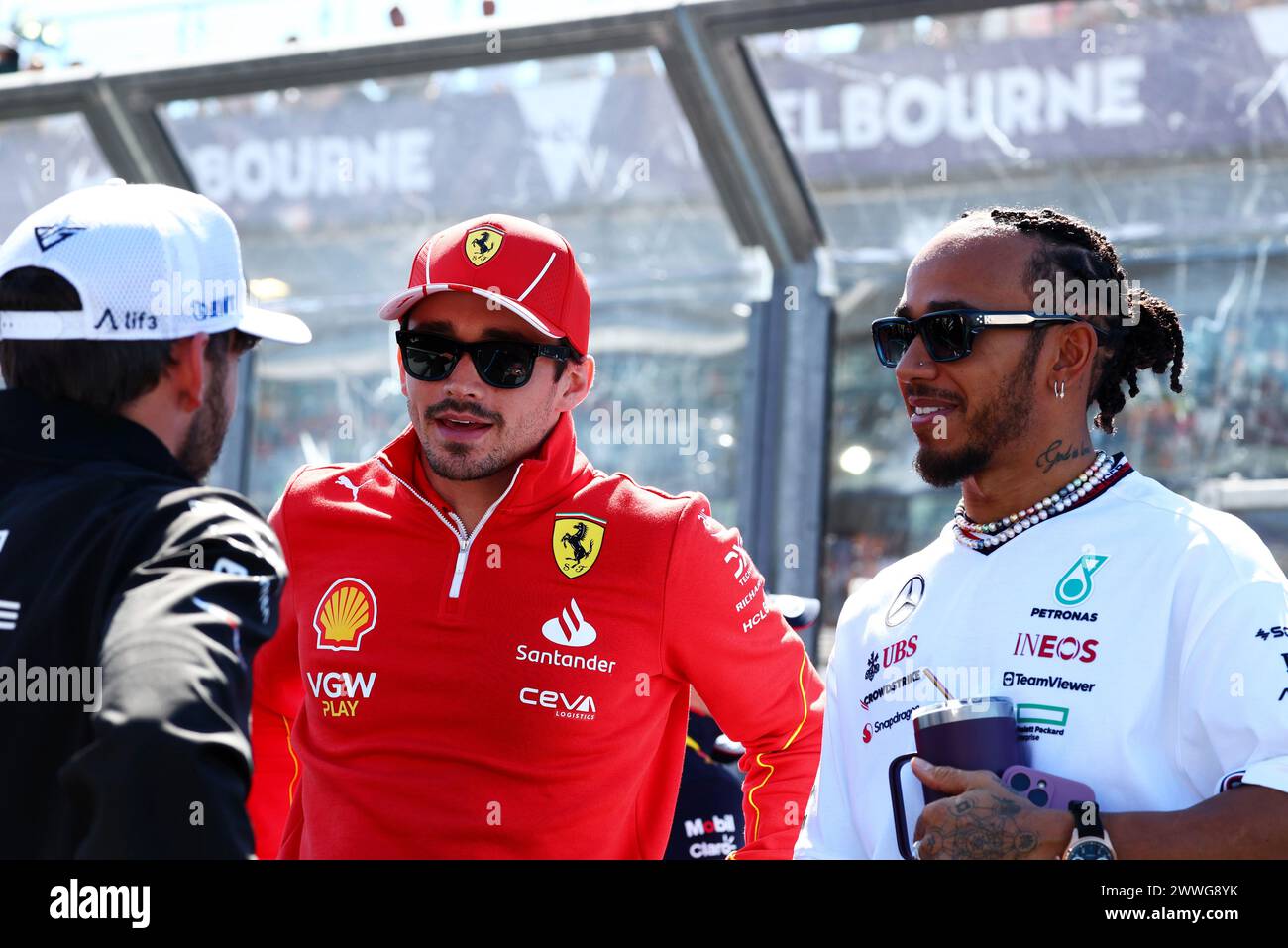Melbourne, Australia. 24th Mar, 2024. (L to R): Charles Leclerc (MON ...
