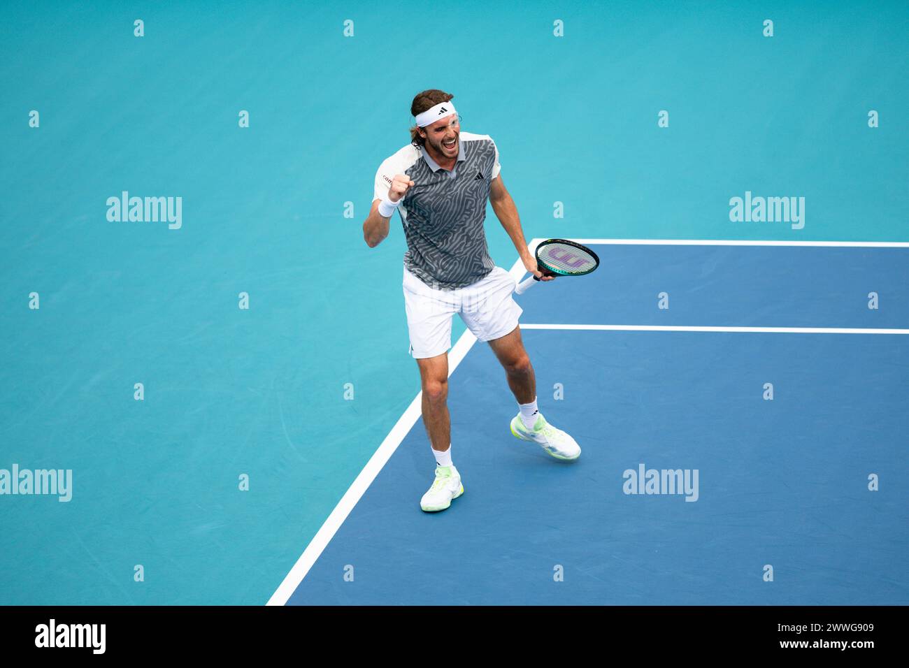 MIAMI GARDENS, FLORIDA - MARCH 23: Stefanos Tsisipas of Greece in ...