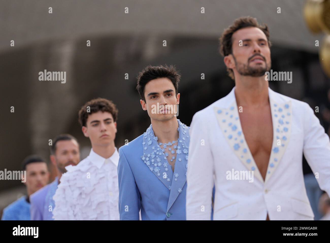 Lisbon, Portugal. 23rd Mar, 2024. Models walk the runway during Nuno ...