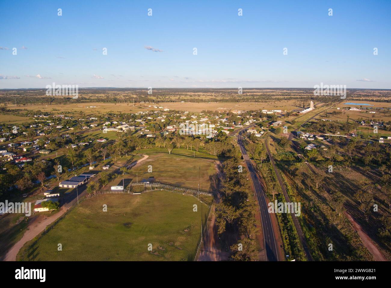 Aerial of Wallumbilla a rural town and locality in the Maranoa Region ...