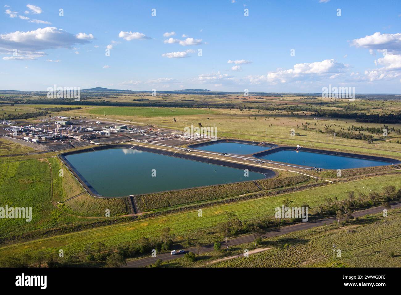 Aerial of SANTOS coal seam gas wells Wallumbilla North locality in the ...